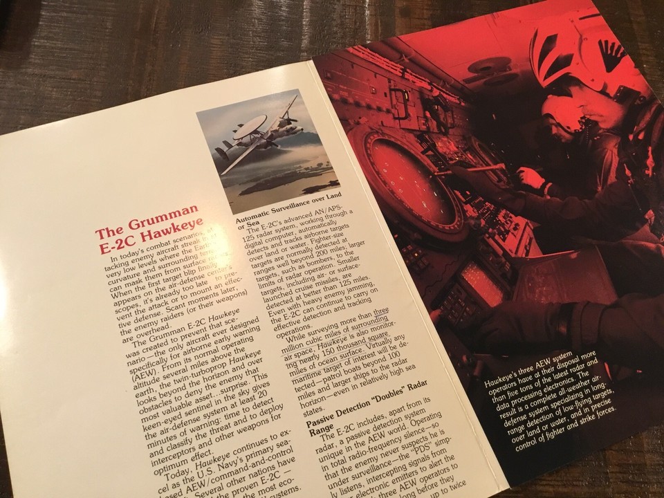 ORIGINAL VINTAGE 1981 GRUMMAN E-2A HAWKEYE FOLD OUT BROCHURE BOOKLET | eBay