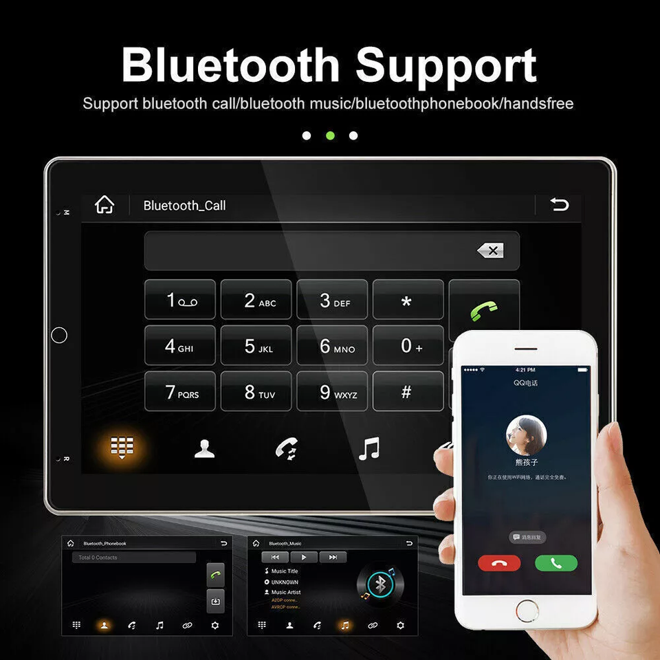 1 DIN 10" Rotatable Android 13 Auto Carplay GPS NAVI WIFI 4+64G Car ...