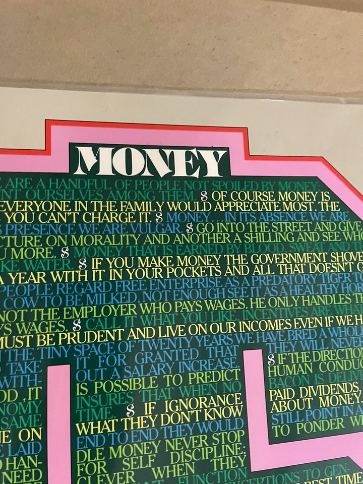 KENNETH GROOMS 1981 "MONEY" EXTREMELY RARE LAMINATED LITHOGRAPH SIGNED ...