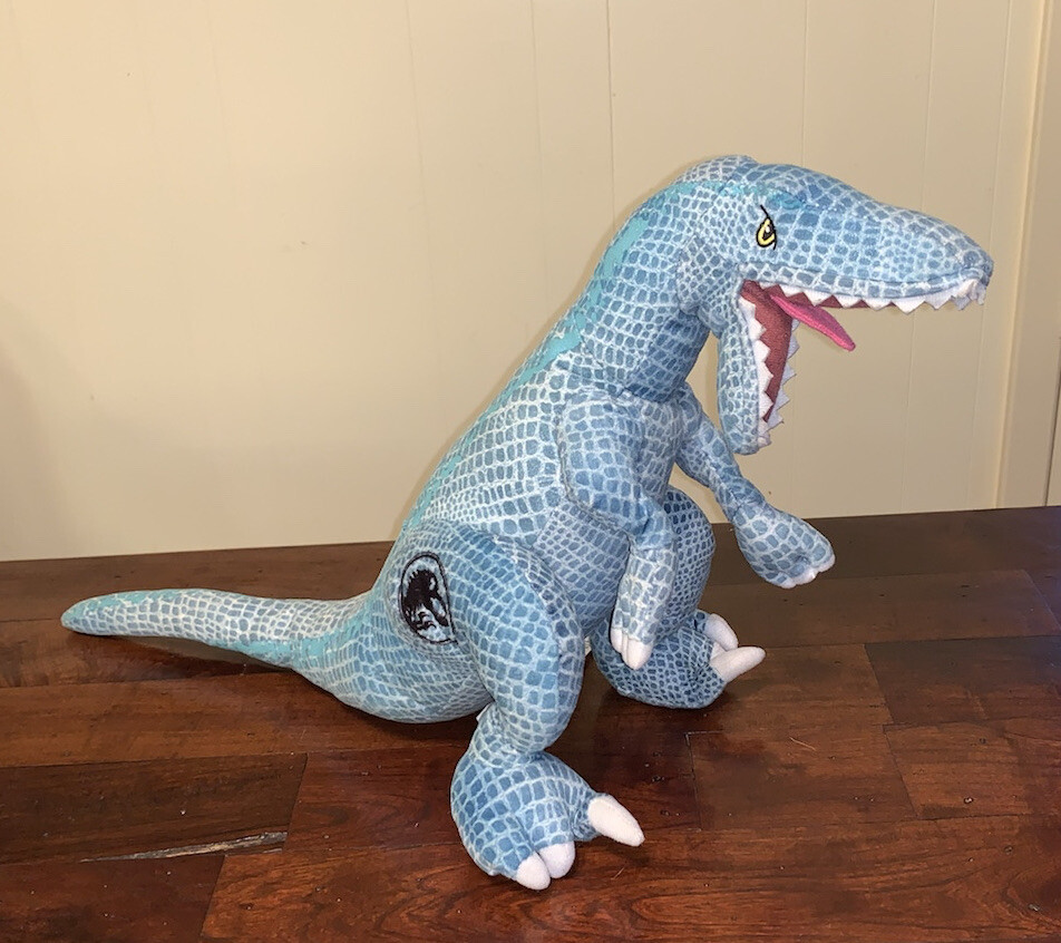 Jurassic Park World Blue Velociraptor Dinosaur Plush Stuffed Animal 14 ...