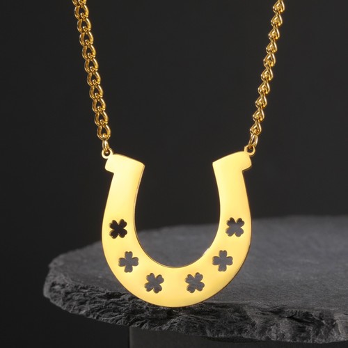 Horseshoe Pendant Necklace Good Luck Charm Horse Shoe Stainless Steel ...