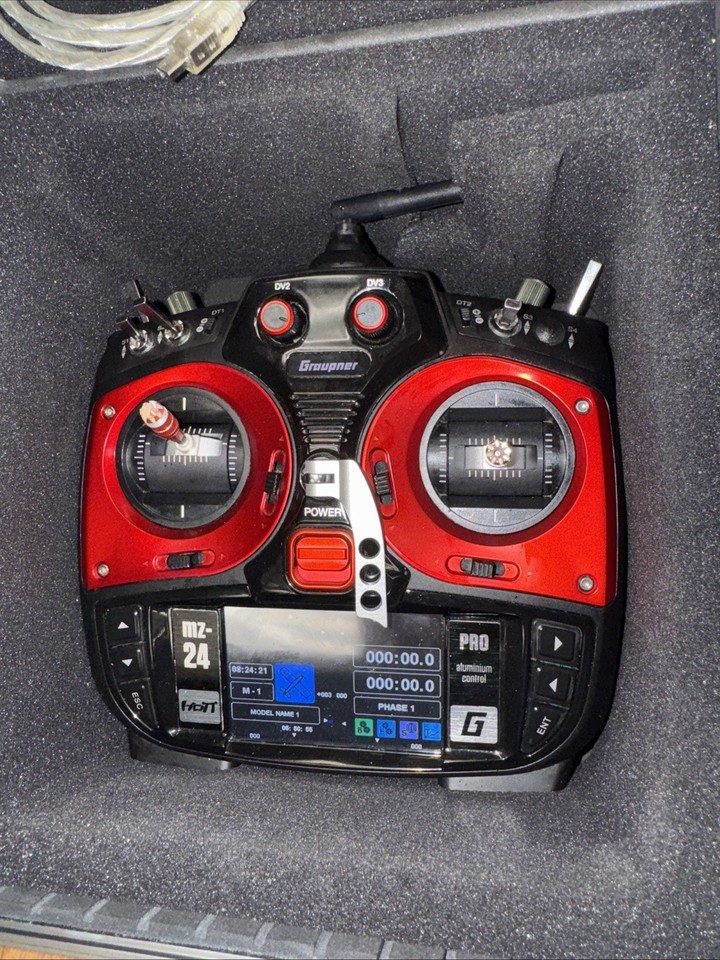 Graupner MZ-24 Pro HOTT RC Transmitter 12 Ch 2.4 GHz w/Case & GR16L ...