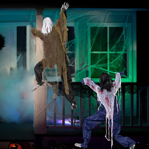 2 Pack 47" Halloween Climbing Zombies Wall Decoration Outdoor Halloween ...