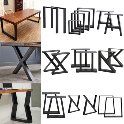 Pair of Heavy Duty Industrial Steel Legs Square Trapezoid Table Desk ...