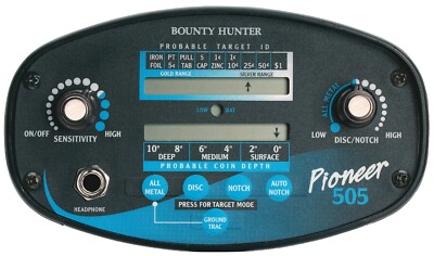 Bounty Hunter Pioneer 505 Metal Detector | Free Pinpointer & Headphones ...