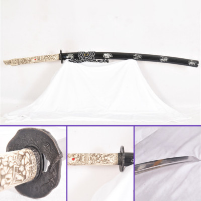 Bony Dark Night Katana Sword: Sanmai Steel Blade w/ Gunome Clay ...