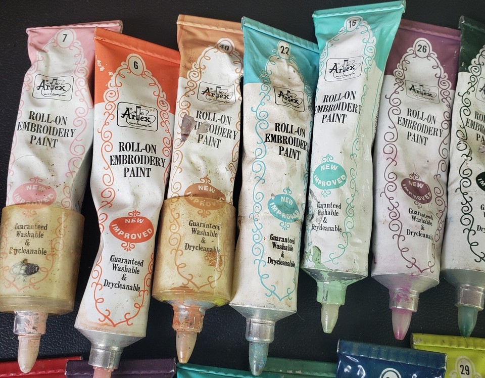 VTG 52 ARTEX Paints Roll On Embroidery Fros-Tex Decorator Gemtex Xtra ...