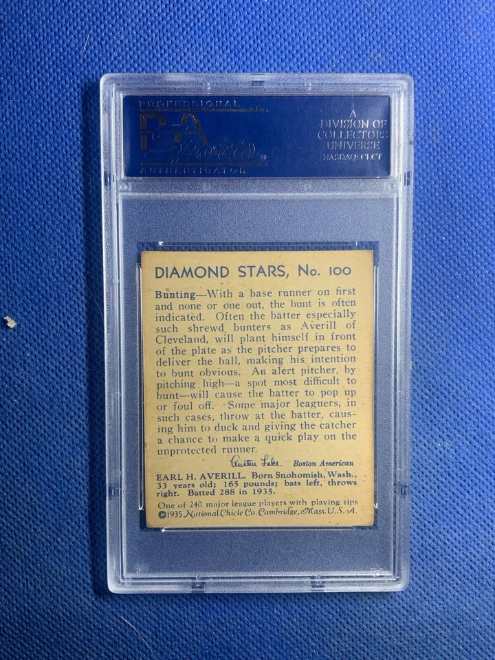 1934-36 Diamond Stars Earl Averill #100 PSA 5 Cleveland Indians 1936 | eBay