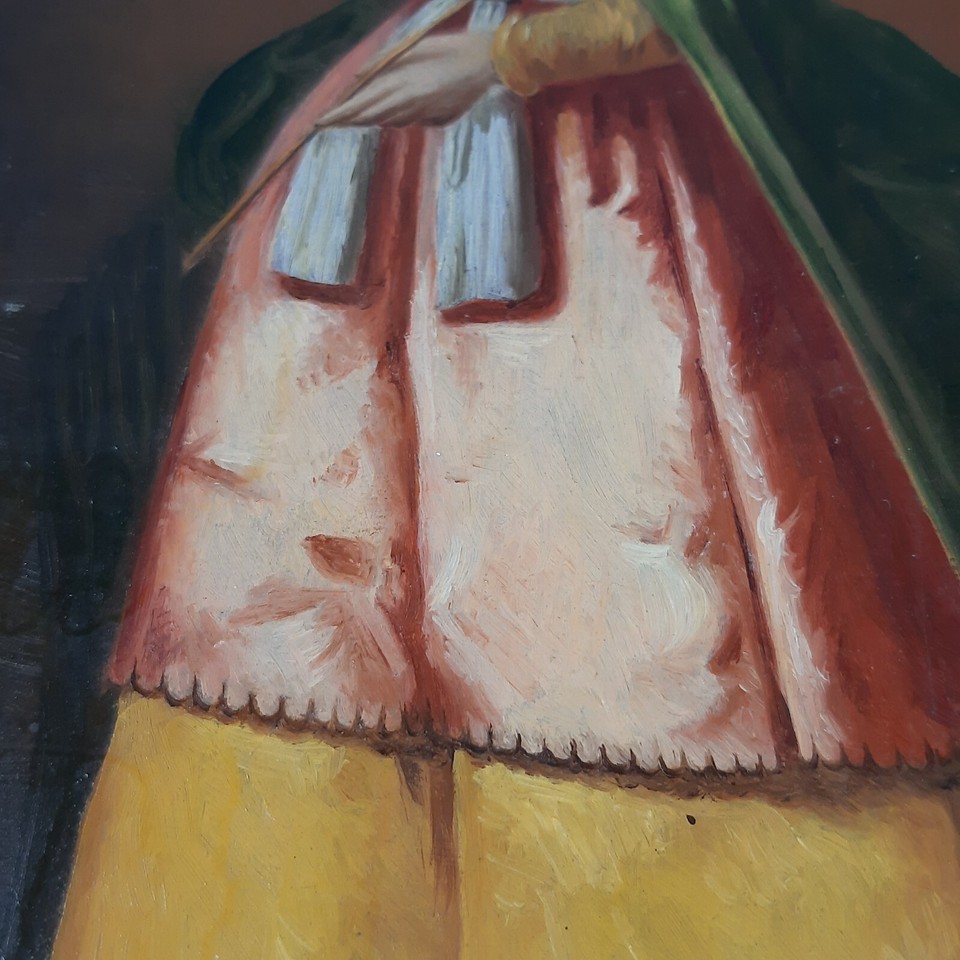 Painted Oil Painting On Cardboard S. Polonia Wooden Frame Sacred Art ...