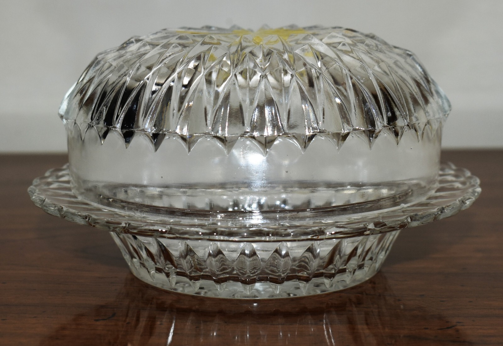 Vintage Hand Cut English Lead Crystal Covered Candy Butter Dish Brama ...