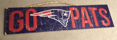 New England Patriots WinCraft “Go PATS” Sign 16”x4” Blue Door Wall Art ...