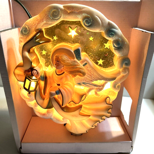 Vintage Bradford Motion Rotating Lighted Tree Top Topper Angel and ...