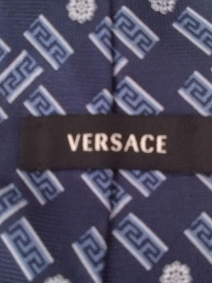 Versace Men’s Navy Silk Medusa Logo Tie, Luxury Geometric Design, | eBay