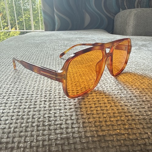 Vintage Old Money Retro Orange Acetate Tortoise Shell Y2K Sunglasses ...