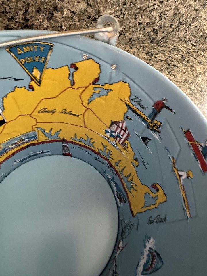 Jaws 50th Anniversary Popcorn Shark Chum Bucket Tin Amity Island | eBay