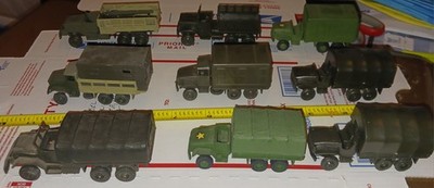 (G-11) 9 Roco U.S. Army Trucks. played with. Missing Pieces. Painted ...