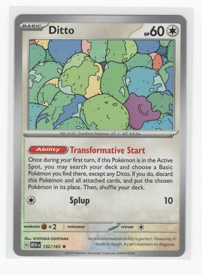 Pokemon 151 NON Holo Rare Ditto - 132/165 - DECK EXCLUSIVE | eBay