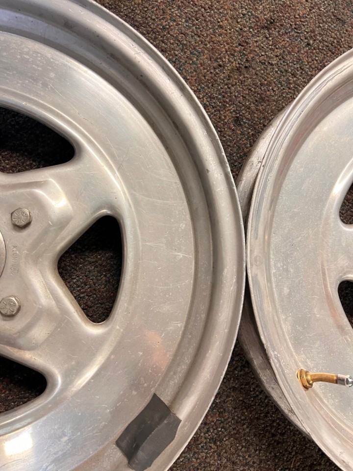 (2) 17x2.25 Weld ProStar Skinny Front Runners Drag Race spindle mount ...