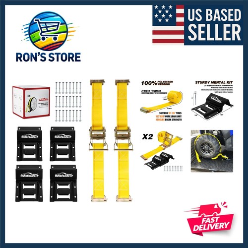 Complete Heavy Duty Tire Straps & Wheel Chock System - Easy to Install ...