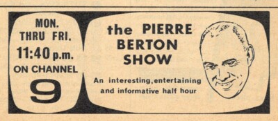 1964 CFTO TV GUIDE AD~THE PIERRE BERTON SHOW Entertaining Half Hour | eBay