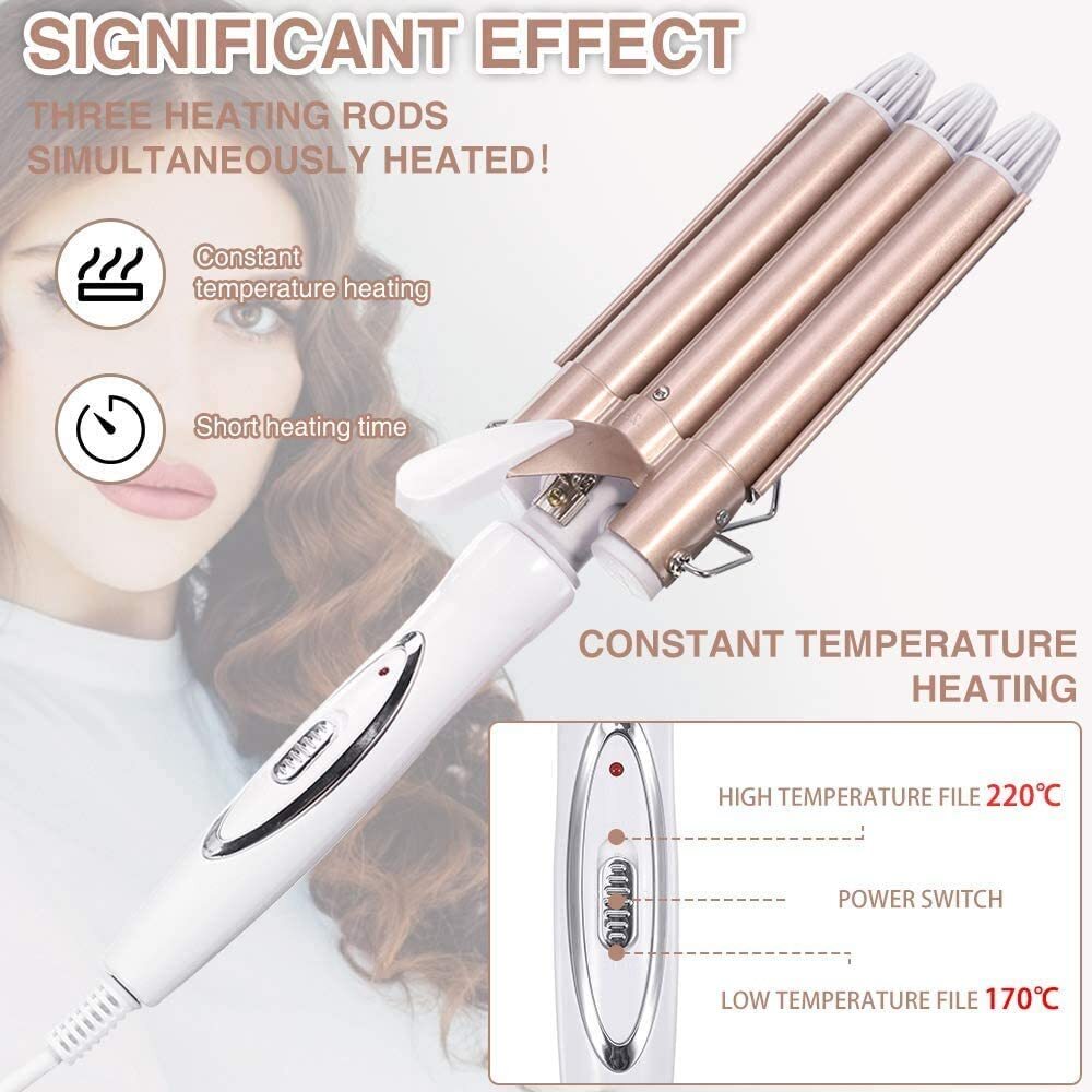 Triple Barrel Ceramic Hair Curler Electric Curling Iron Hair Waver ...