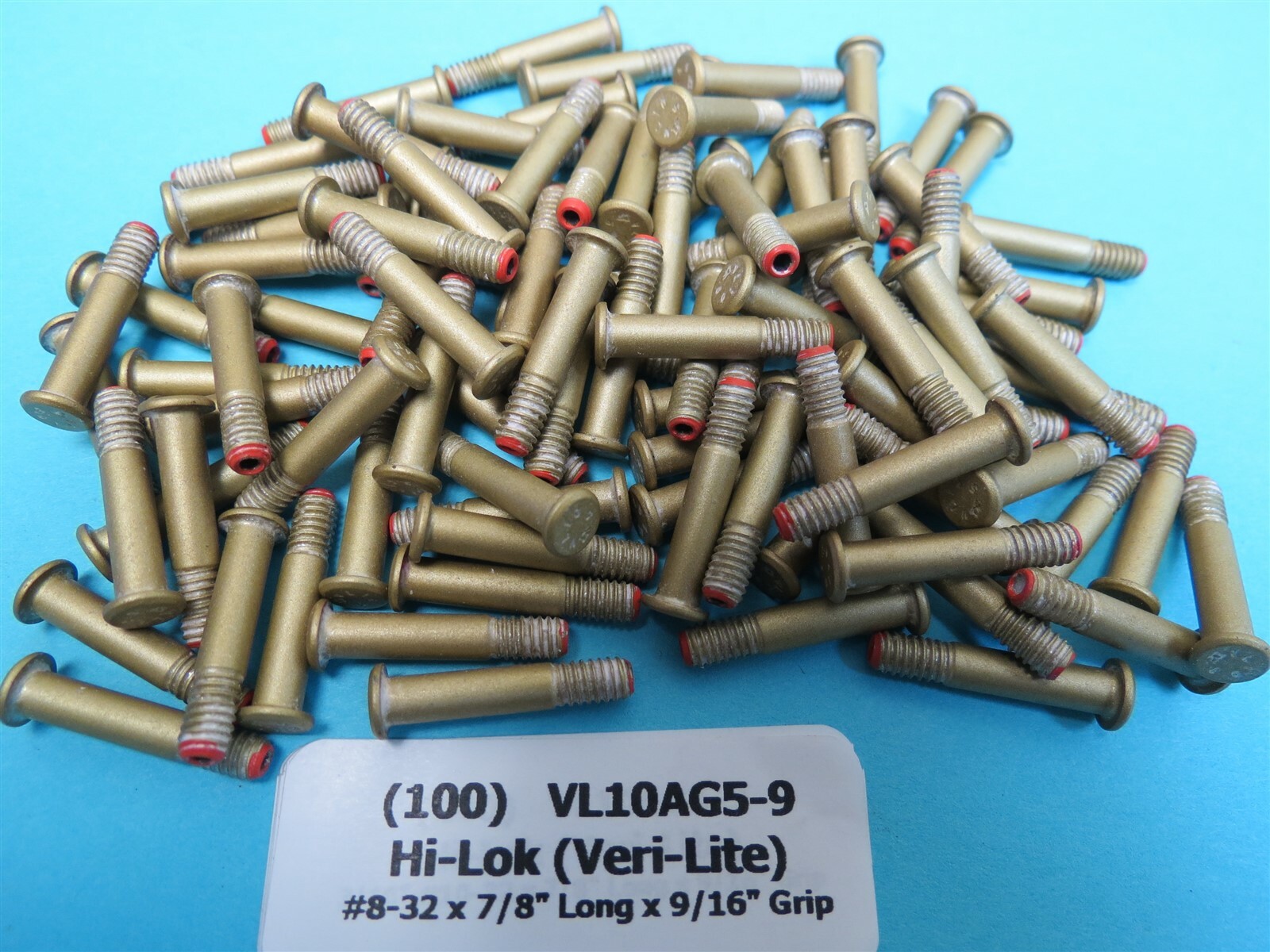 (100) Titanium .164 8-32 x 7/8 L x 9/16 Grip VL10AG5-9 Hi-Lok Veri-Lite ...