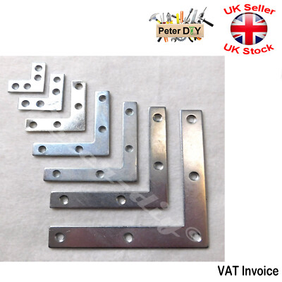Flat Bracket Door Angle Mending Plate BRACE Joiner Connector 25-100mm 8 ...