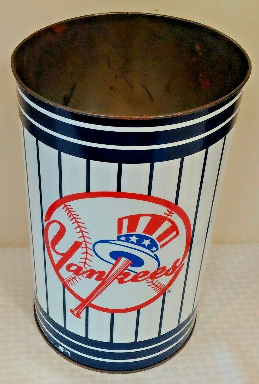 Vintage New York Yankees MLB Baseball Metal Trash Waste Can 13'' P&K ...
