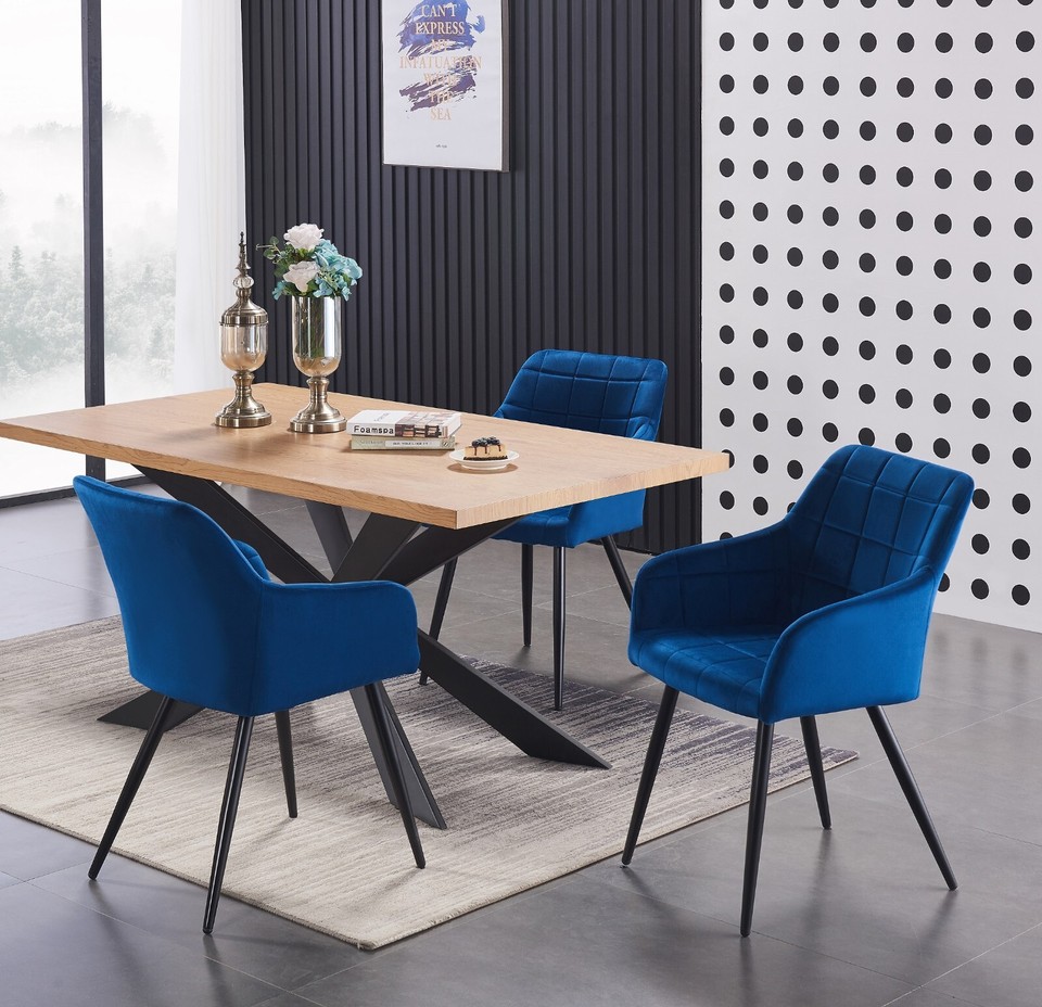 Single Dining Chairs upholstered Padded Seat Metal Legs Dining Room ...