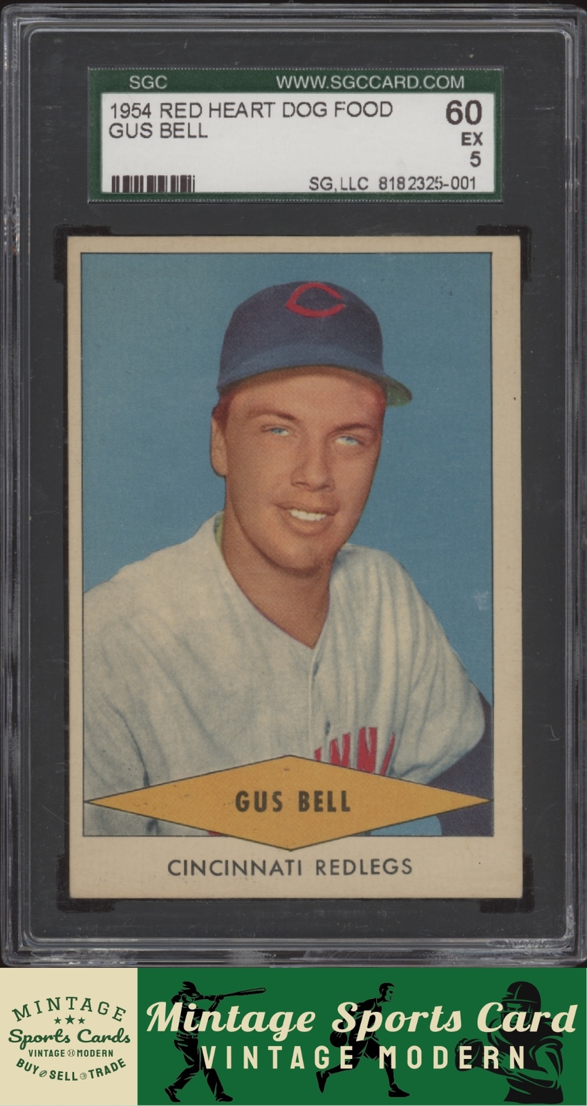 1954 Red Heart Dog Food - Gus Bell - Cincinnati Reds SGC 5 | eBay