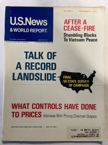 1972 November 6, U.S. News & World Report Magazine, Record Landslide ...