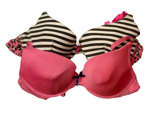 Lot Of 2 Women’s 36C Pink And Zebra Print Bras Padded Push Up | eBay