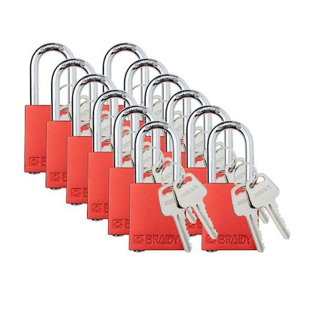 Brady Padlock 6 Pins Red PK12 SDAL-RED-38ST-KA12 Brady SDAL-RED-38ST ...