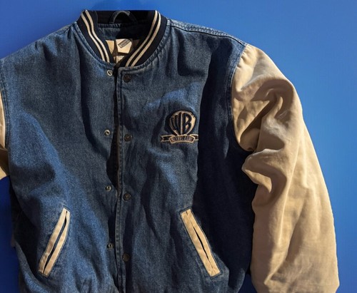 RARE Vintage 90s Warner Bros Looney Tunes Varsity Jean Jacket Small ...