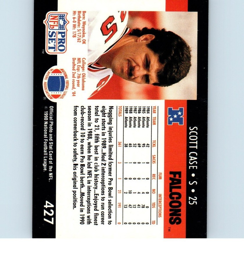 Scot Case 427 Falcons 1990 Pro Set NFL Football Trading Card | eBay
