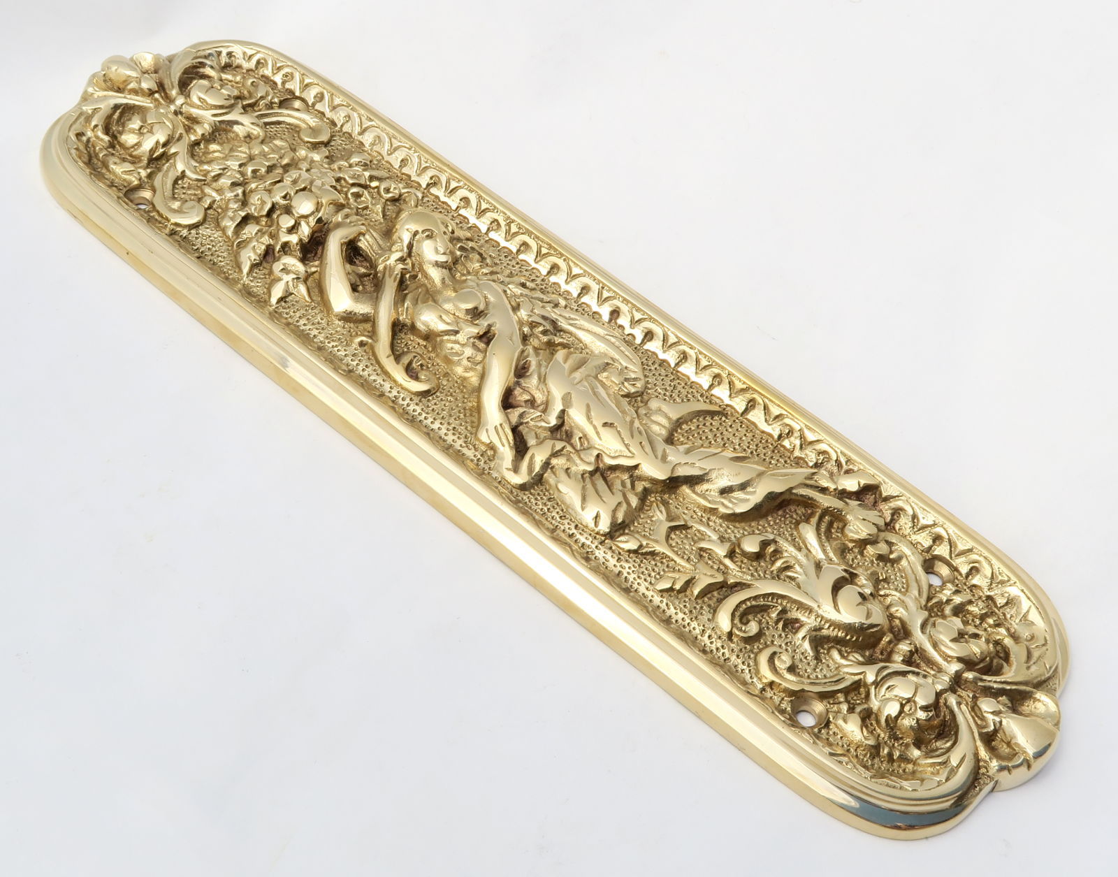 Art Nouveau Grecian Lady Fingerplate - 10" antique style brass finger ...