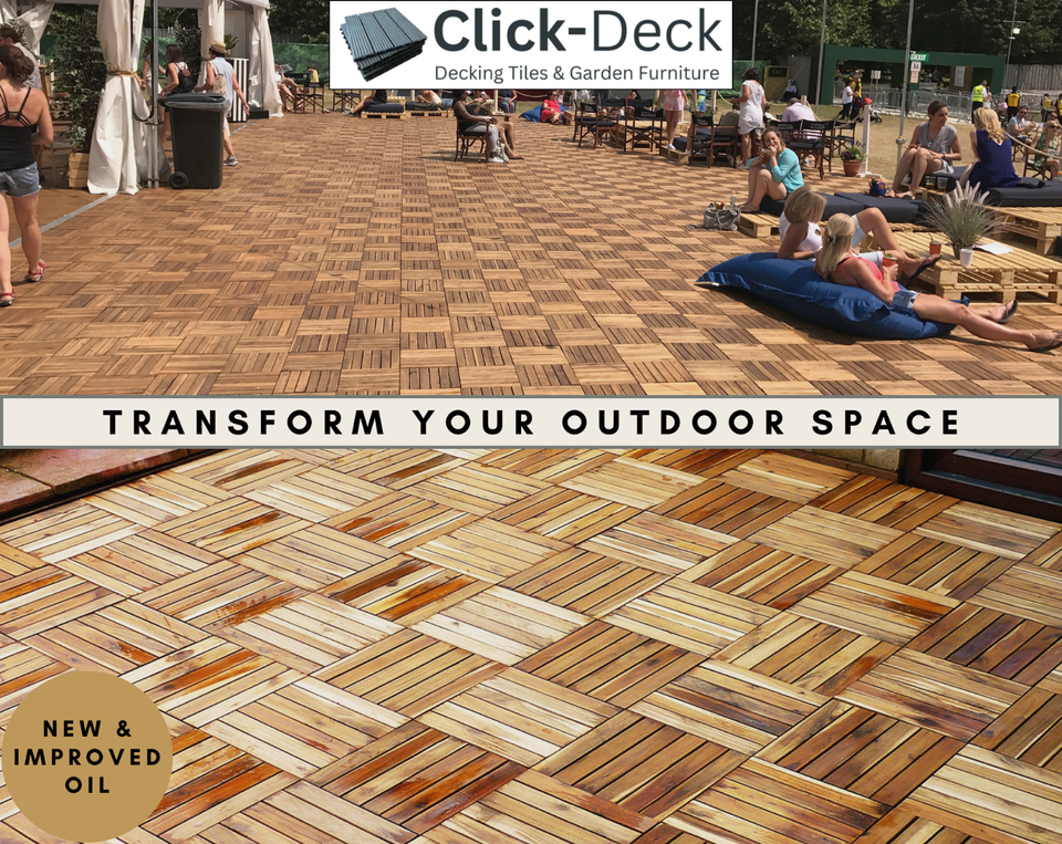CLICK-DECK - Decking Tiles Square HARDWOOD Wooden Interlocking Deck ...