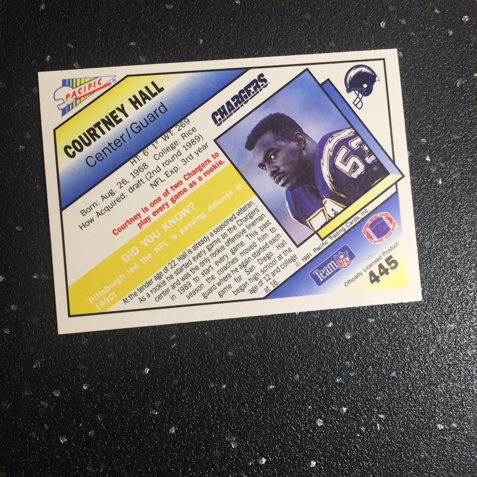 Courtney Hall 1991 Pacific Football #445 NFL San Diego Chargers Center ...