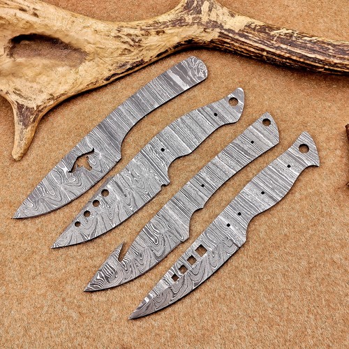 4 Pcs Damascus Steel blank blades For Hunting knives, skinning knives ...