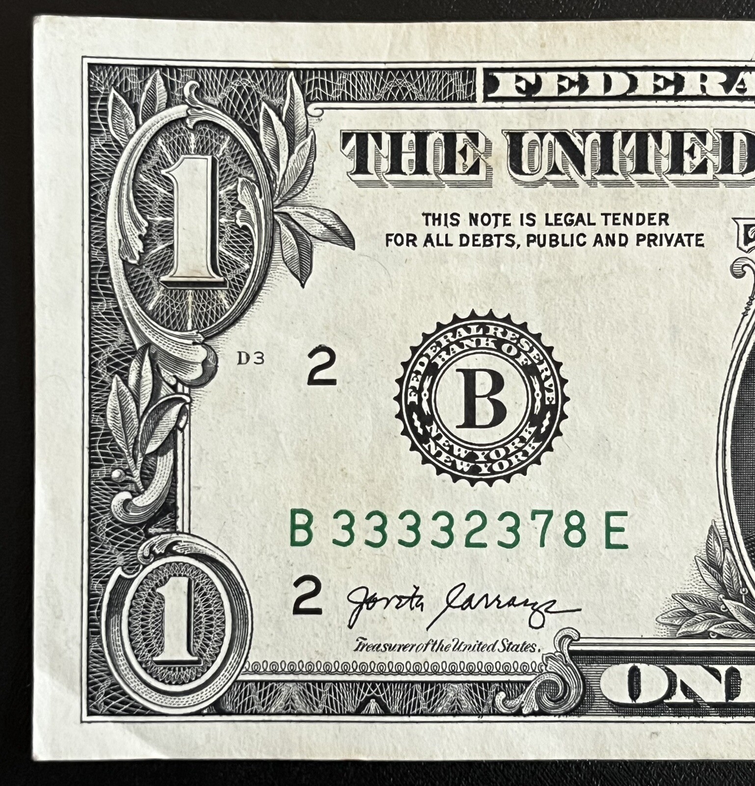 2017 $1 FANCY SERIAL NUMBER CURRENCY - LEADING SOLID QUAD 3’s - 6 OF A ...