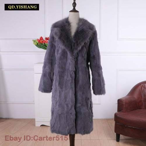 Winter Warm Women Rabbit Fur Coat Natural Fur Coat Long Fur Collar ...
