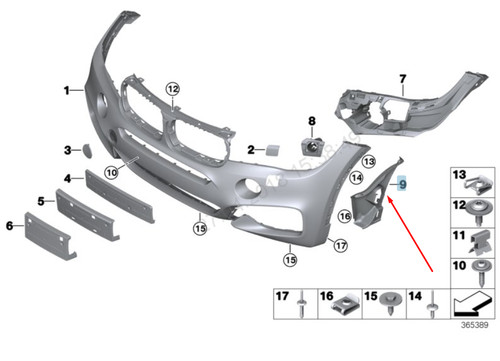 NEW BMW X6 F16 FRONT M BUMPER RIGHT AIR DUCT 51118056506 8056506 2016 ...