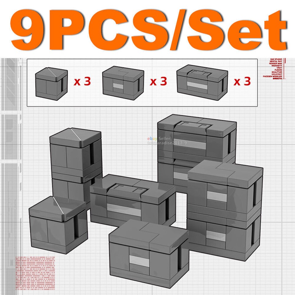 MOC WWII Military Base Weapon Barrier Roadblock Box Scene Building ...