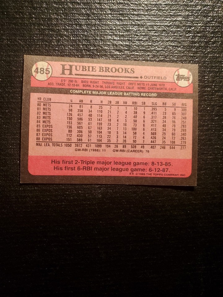 1989 topps baseball Hubie Brooks | eBay
