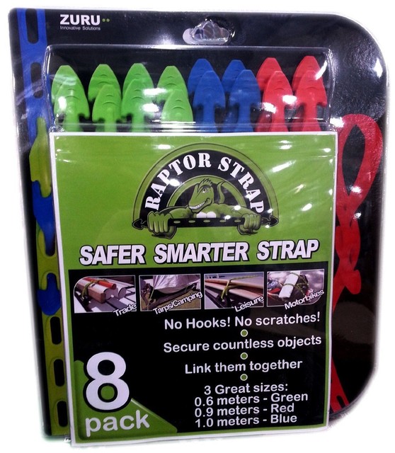 8 X ZURU Raptor Rubber Link Straps Flat Rope Cord Tie Down Roof Bungee ...