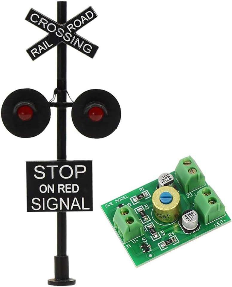 1 Set HO Scale Railroad Train/Track Crossing Sign 2 Heads LED Made ...
