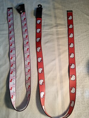 (2) 48" Buckle Down Black Adjustable Canvas Belt Hello Kitty Pink/Red ...