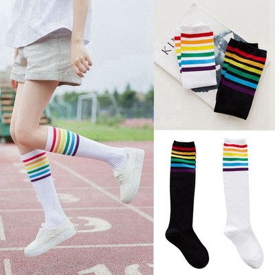 Soft Knee Over Thigh High Long Hosiery Stocking Football Socks Rainbow ...