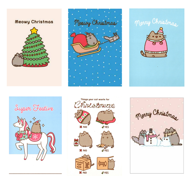 Pusheen Holding Balloons Greeting Card Gift Blank Birthday Comic ...