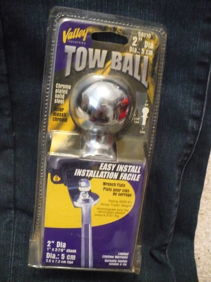 Valley Chrome Plated Solid Steel Tow Hitch Ball 2" Long Shank 6000 lbs ...
